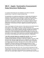 Wk 5Apply Summative Assessment Data Structure Reflection Docx Wk 5