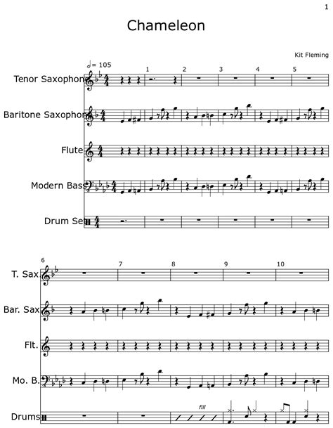 Chameleon Sheet Music For Tenor Saxophone Baritone Saxophone Flute