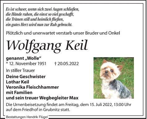 Traueranzeigen Von Wolfgang Keil Trauer Anzeigen De