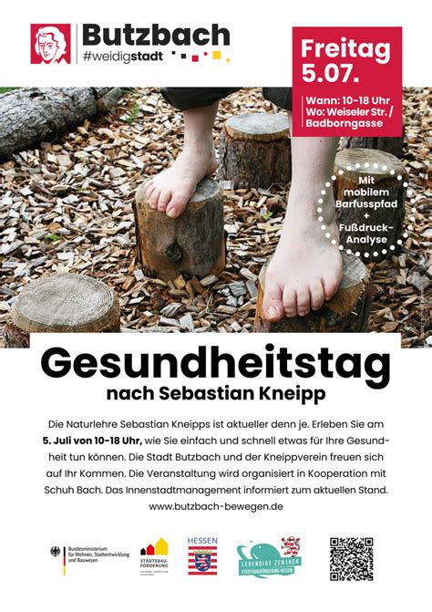 Gesundheitstag am Freitag Barfußlaufen in der Innenstadt Stadt Butzbach