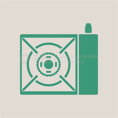 背景免抠元素 野营燃气燃烧器炉灶图标。灰色背景与绿色。矢量图。 素材免费下载 1000像素 Eps格式 编号41959761 千图网