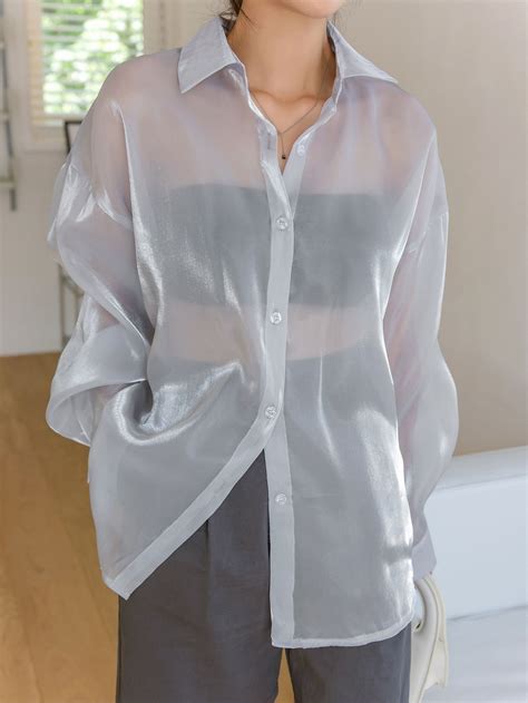 DAZY Drop Shoulder Solid Sheer Shirt Without Tube Top | Sheer shirt ...