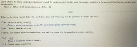 Solved Decide Whether The Normal Sampling Distribution Can
