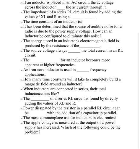 Solved Ac Circuit Unit 3 Review In An Rl Filter Circuit The