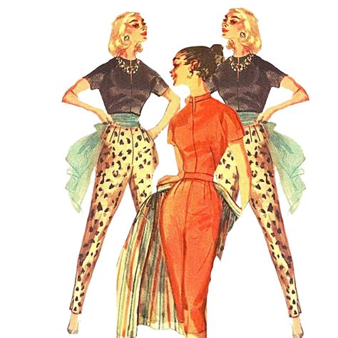 Vintage 1950s Pattern Pants In Two Lengths Blouse And Over Skirt