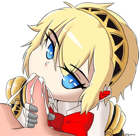 Rule 34 1boy Aigis Persona Big Penis Blonde Hair Blowjob Blue Eyes