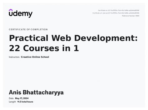 udemy web development course certificate pdf