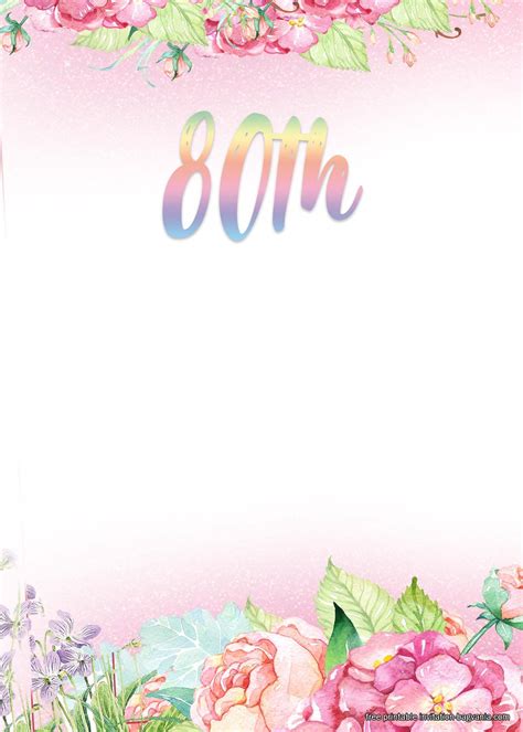 80th Birthday Invitation Templates Free