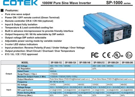 Cotek Pure Sine Wave Inverter Model Sp Sp Series Buy Sp Sp