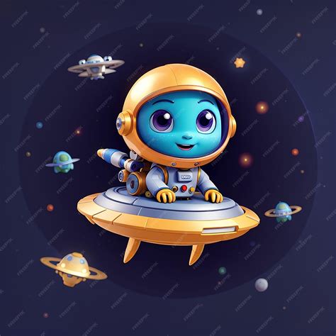 Premium Photo Cute Alien Riding Ufo In Space Cartoon Vector Icon