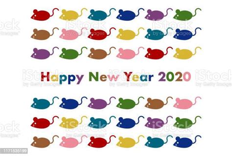 2020 새해 카드 쥐의 해 마우스의 해 벡터 그림입니다 마우스 및 패턴 0명에 대한 스톡 벡터 아트 및 기타 이미지 0명