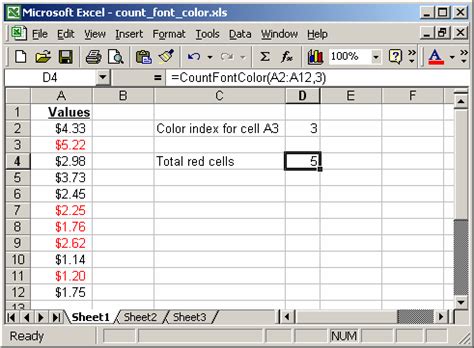 MS Excel Count The Number Of Cells With A Particular Font Color