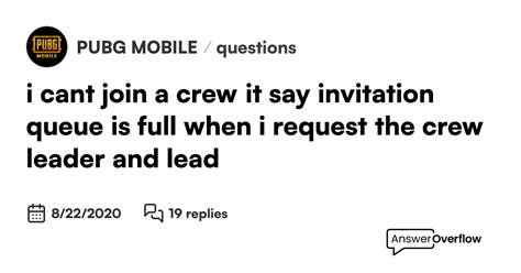 I Cant Join A Crew It Say Invitation Queue Is Full When I Request