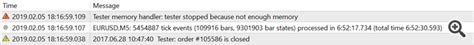 Tester Memory Handler Tester Stopped Because Not Enough Memory Strategy Tester Mql4 And