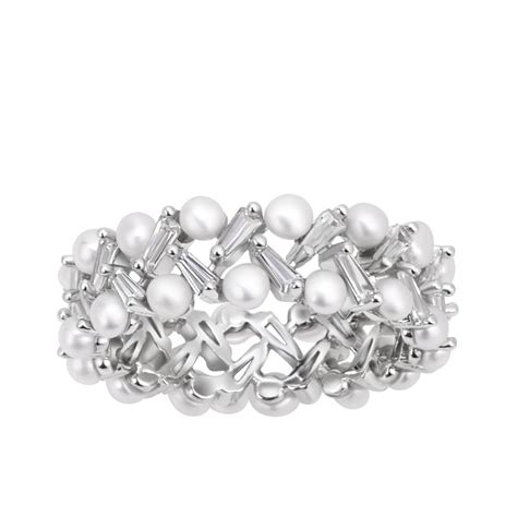 Pierścionek srebrny z perłami i cyrkoniami Pearls of Sky PSB S