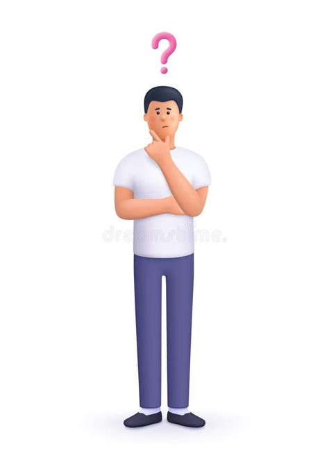 Confused Man Thinking Pose With Question Mark Choice Doubts And Problem Solving Concept Stock