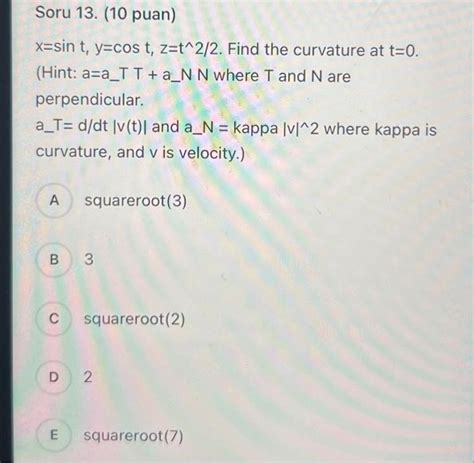 Solved Soru 13 10 Puan Xsintycostzt∧22 Find The
