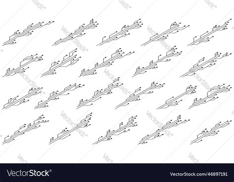 Set Of Isometric Printed Circuit Board Pcb Tracks Vector Image