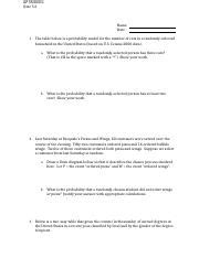AP Stats Quiz 5 2 Docx AP Statistics Quiz 5 2 Name Date 1 The Table Below Is A Probability