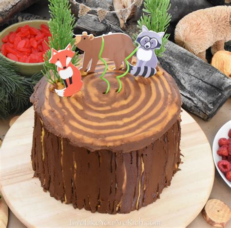 Tree Stump Cake For A Woodland Birthday Party Live Like You Are Rich