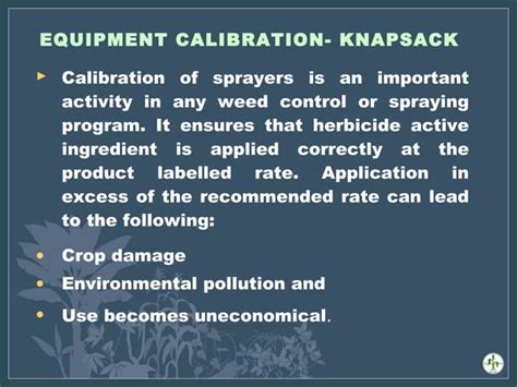 Equipment Calibration Knapsack Ppt