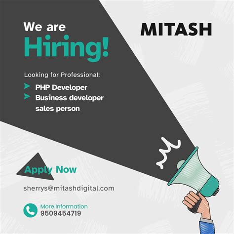 Hiring Phpdeveloper Laraveldeveloper Businessdeveloper Salesjobs Mitashdigital Jobopening