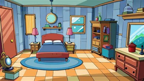 2d Animation Bed Room Close View Vector Illustration Cartoon Premium