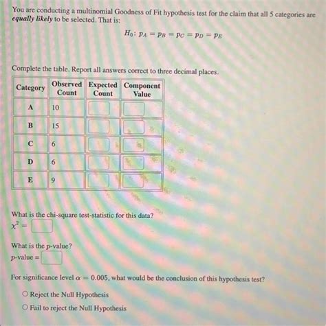 Solved You Are Conducting A Multinomial Goodness Of Fit