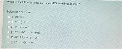 which of the following is are non linear differential