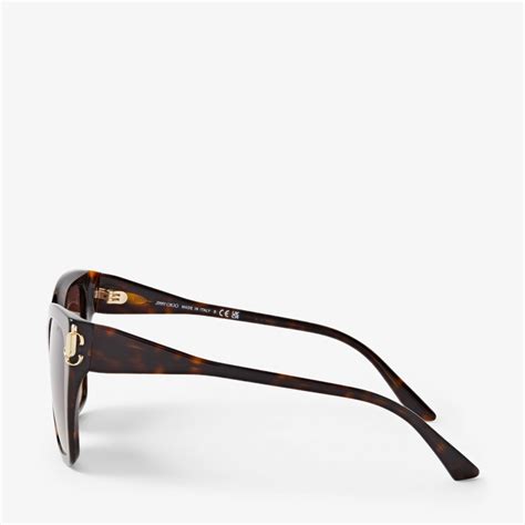 Kira Brown Havana Square Sunglasses Jimmy Choo