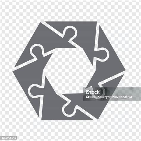 회색의 간단한 아이콘 다각형 퍼즐 웹 사이트 디자인 앱 Ui에 대한 투명한 배경에 있는 6가지 요소의 간단한 아이콘 육각형 퍼즐