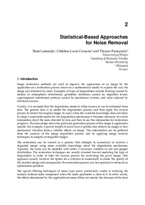 Pdf Statistical Based Approaches For Noise Removal