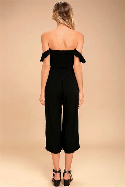 Cute Black Jumpsuit Midi Jumpsuit Off The Shoulder Jumpsuit 5400