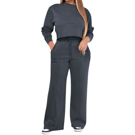 Bmisegm Womens Fashion Casual Hoodie Sweatshirt And Long Pants Set