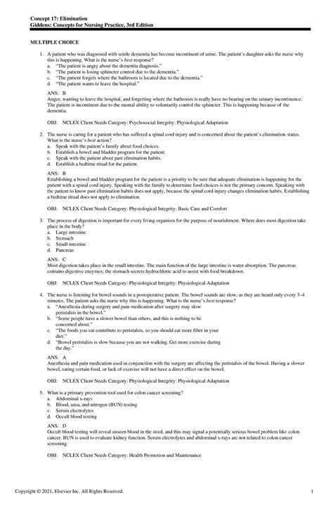 Exam View Chapter 17 2 Nove Copyright © 2021 Elsevier Inc All