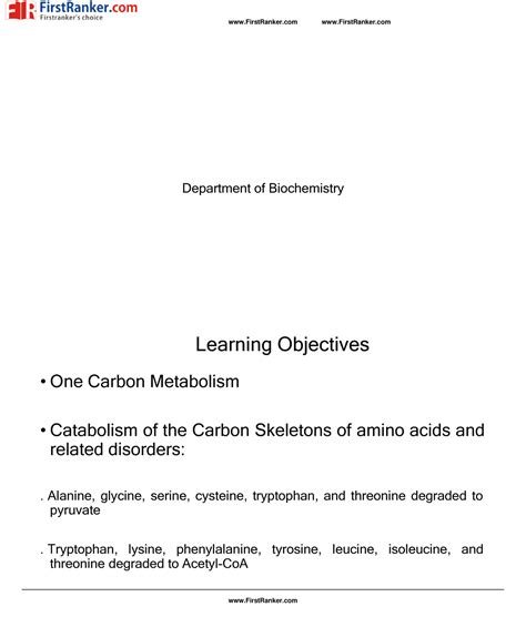 MBBS Biochemistry Notes Topic WISE Biochemistry FirstRanker Department Of Biochemistry