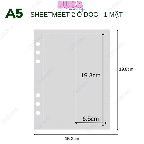 Sheet A5 A4 Sheet Meet Chứa ảnh Buka Nhiều Kích Thước Trong Suốt 6 Lỗ
