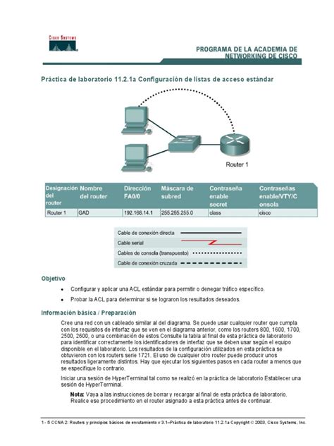 Ccna2 Lab 11 2 1a Es Pdf Enrutador Computación Dirección Ip