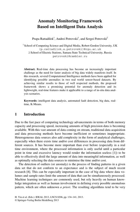 Pdf Anomaly Monitoring Framework Based On Intelligent Data Analysis