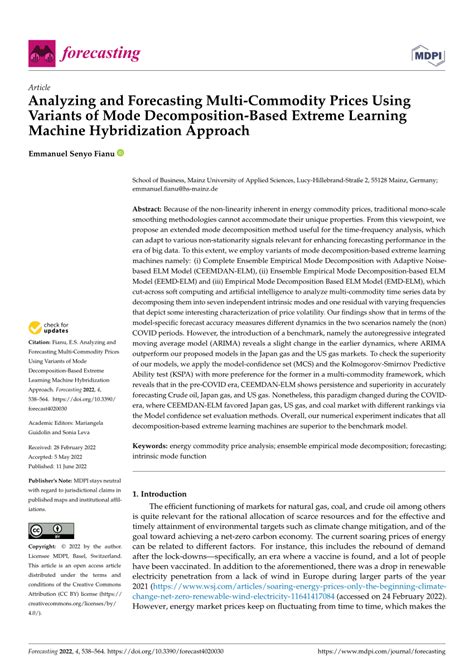 Pdf Analyzing And Forecasting Multi Commodity Prices Using Variants
