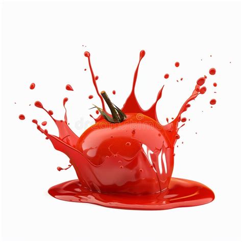A Vibrant Red Tomato Splashes Into Ketchup Creating Dynamic Scene Stock Image Image Of
