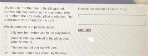 Solved Lilly Took Her Brother Joe To The Playground Rewrite The