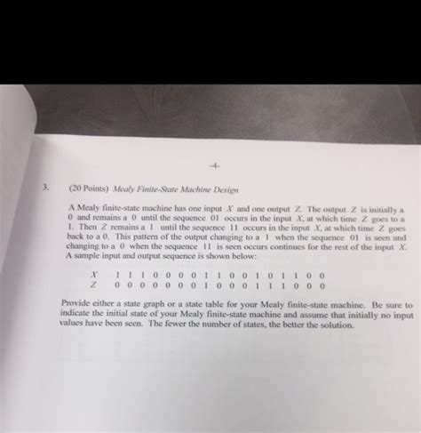 solved a mealy finite stale machine has one input x und one