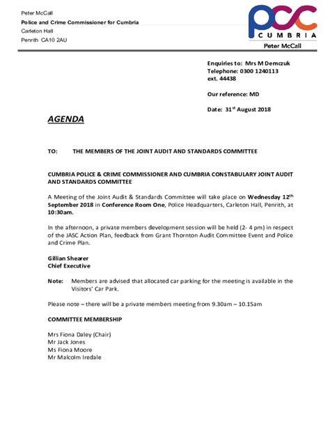 Fillable Online Cumbria Pcc Gov Annual Governance Statement 201819