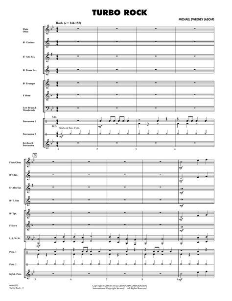 Turbo Rock Full Score By Michael Sweeney Concert Band Digital