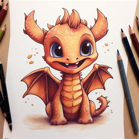 Premium Photo Drawing Of A Drawing Of A Drawing Of A Super Cute Dragon