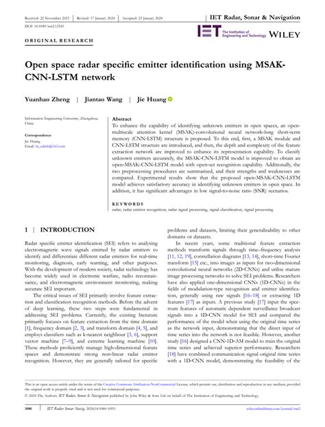 PDF Open Space Radar Specific Emitter Identification Using MSAKCNNLSTM Network