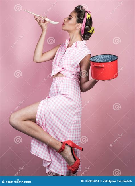 Pinup Girl With Fashion Hair Pin Up Woman With Trendy Makeup Perfect