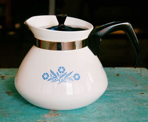 Corning Ware Cornflower Pattern Teapot Pitcher Coffee Carafe 6 Cup Etsy