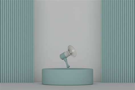 녹색 연단과 최소한의 흰색 추상적 인 배경 기하학적 인 모양을 렌더링하는 3d 렌더링 현대 웹 사이트에서 상을 수상하는 단계 0